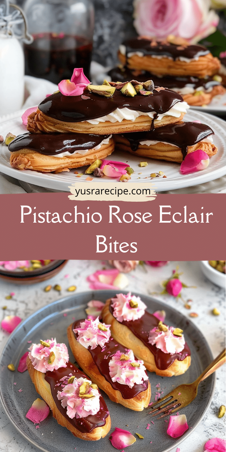 Pistachio Rose Éclair Bites - Yusra Recipe